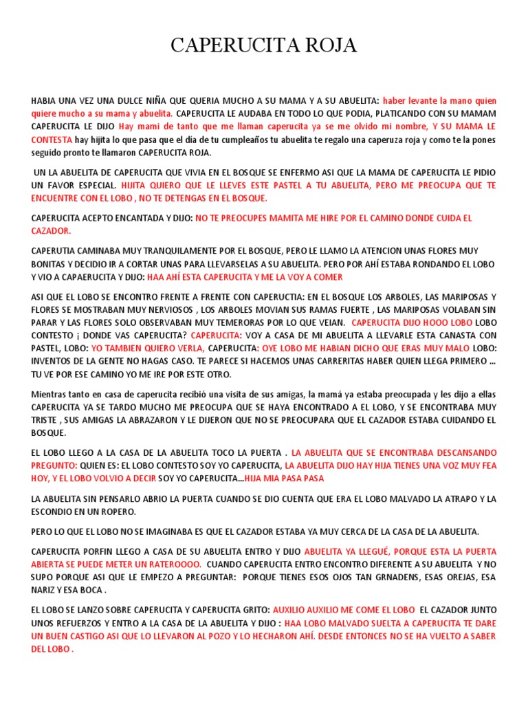 Caperucita Roja Dialogo | PDF | Caperucita Roja