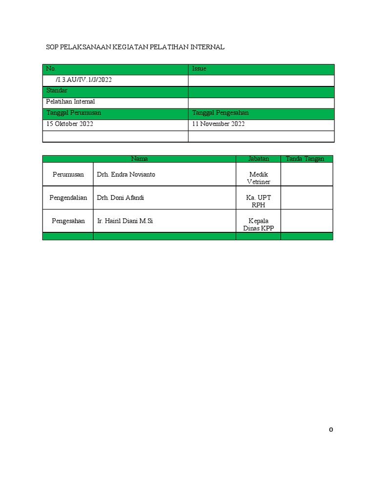 SOP Pelatihan Internal | PDF