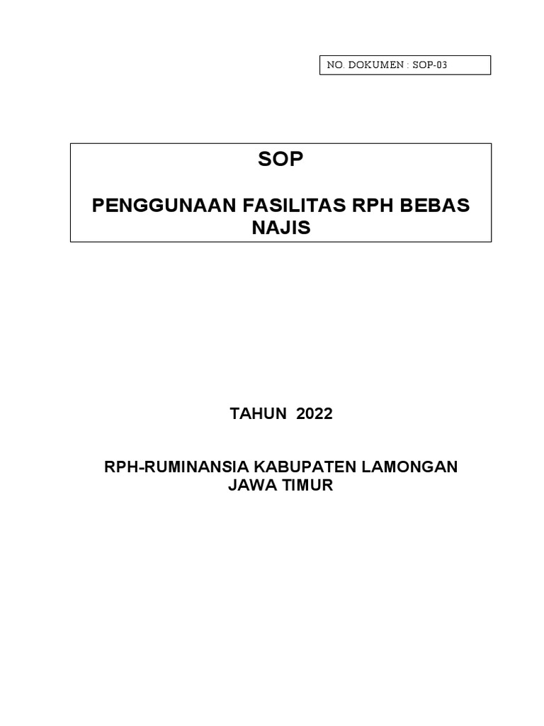SOP Fasilitas RPH Bebas Najis | PDF
