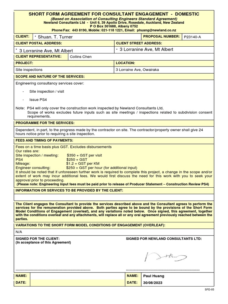 p23140-A Short Form Agreement | PDF | Legal Liability | Damages