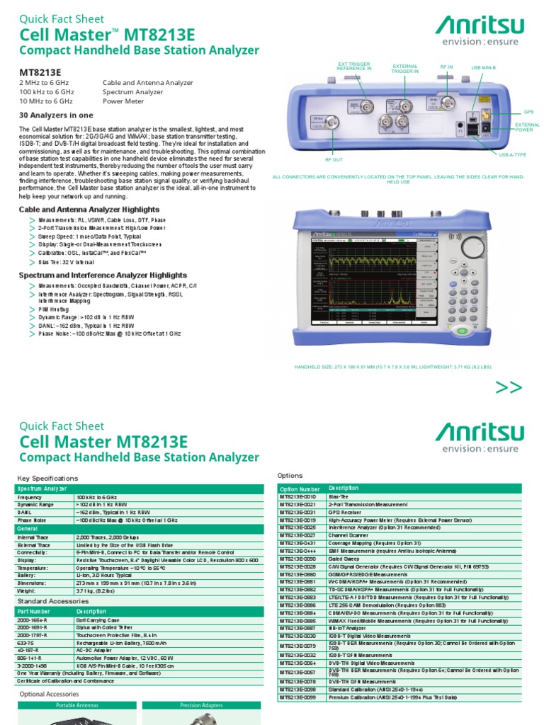 Cell Master MT8213E: Compact Handheld Base Station Analyzer | PDF | Base Station ...