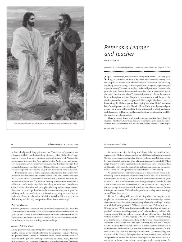 Peter As A Learner and Teacher | PDF | Saint Peter | Jesus