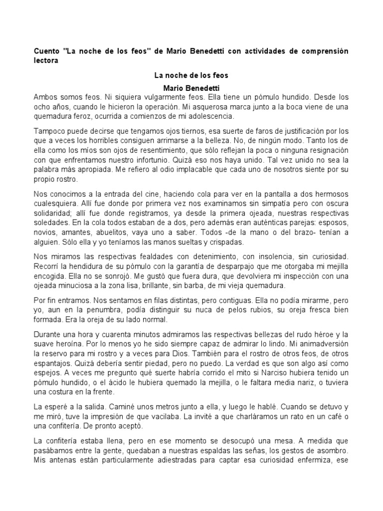 La Noche De Los Feos Mario Benedetti Pdf