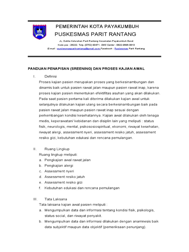 Panduan Penapisan (Sreening) Dan Proses Kajian Awal PRT | PDF