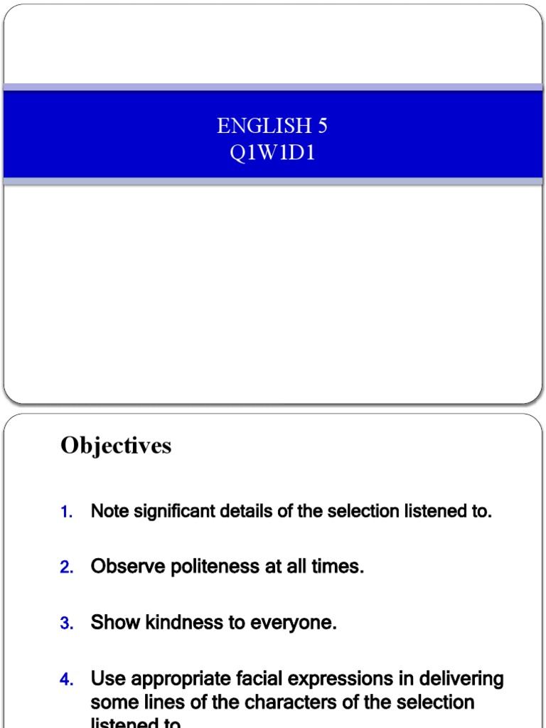 English 5 Q1 W1 D1 | PDF