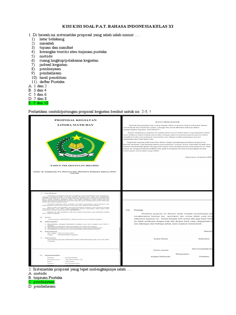 Kisi Kisi Soal Pat Bindo Xi | PDF | Ilmu Sosial