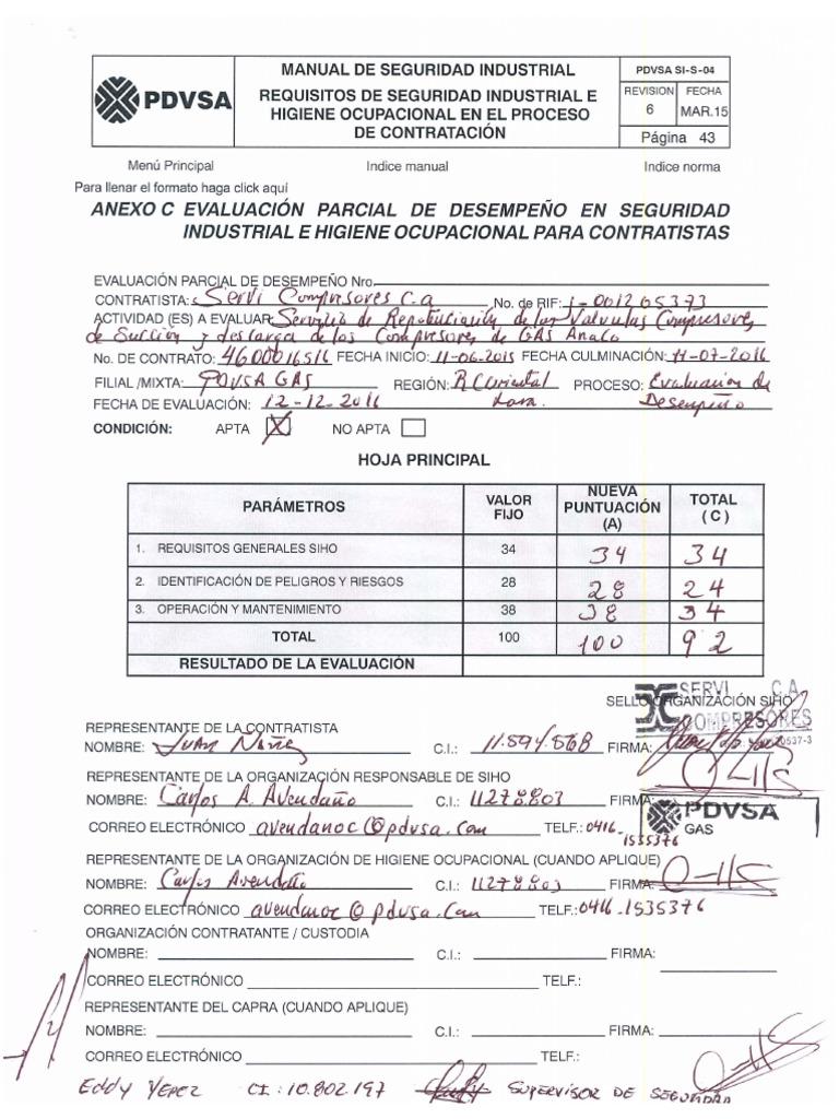 Anexo C Siho Contrato 4600016516 Anaco | PDF