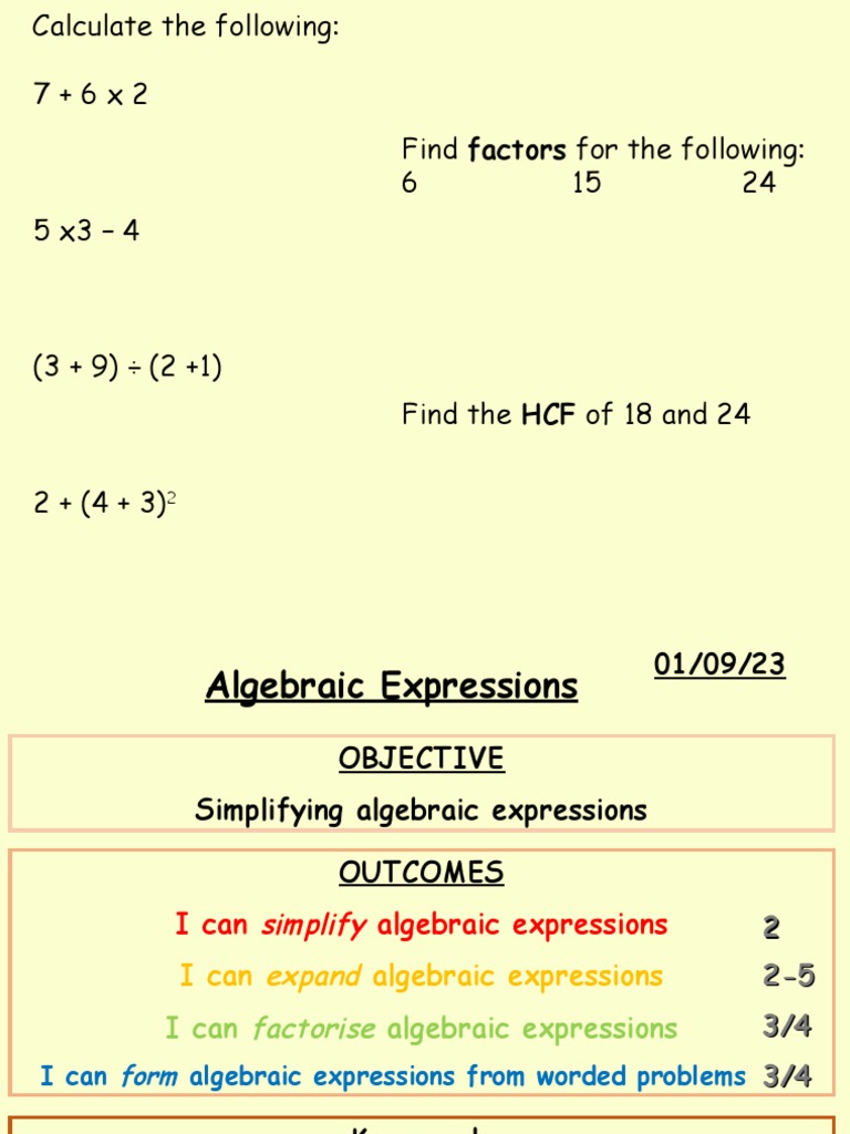 Algebraic Expressions: Expand & Factorise | PDF | Factorization ...