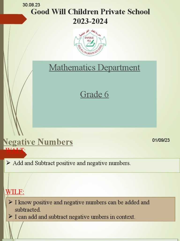 Adding and Subtracting Negative Numbers PPT (D3) | PDF | Elementary Mathematics | Arithmetic