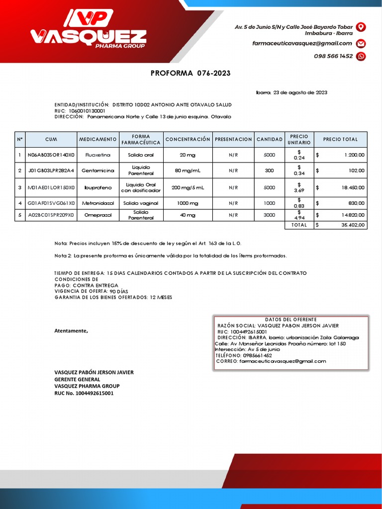 Proforma 076-2023 | PDF