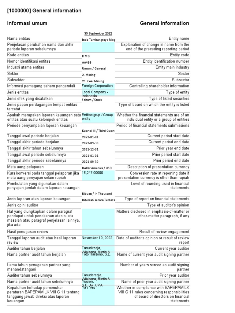 FinancialStatement 2022 III ITMG | PDF