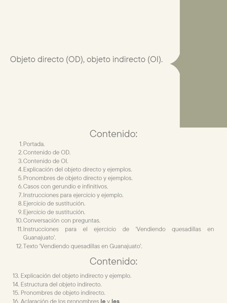 Objeto Directo, Objeto Indirecto y Objeto Directo e Indirecto Juntos ...