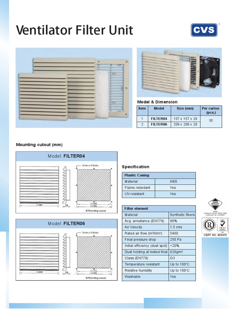 Ventilator Filter Unit Brochure | PDF | Building Materials | Chemical ...