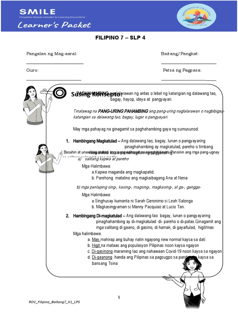 Susing Konsepto:: Filipino 7 - SLP 4 | PDF