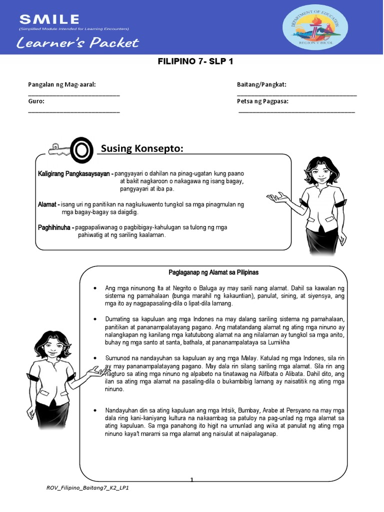 Susing Konsepto:: Filipino 7-Slp 1 | PDF