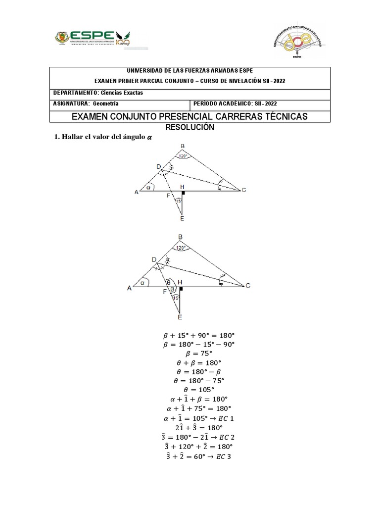 Solucion Examen Conjunto Geometria Forma 2 | PDF | Triángulo | Euclides