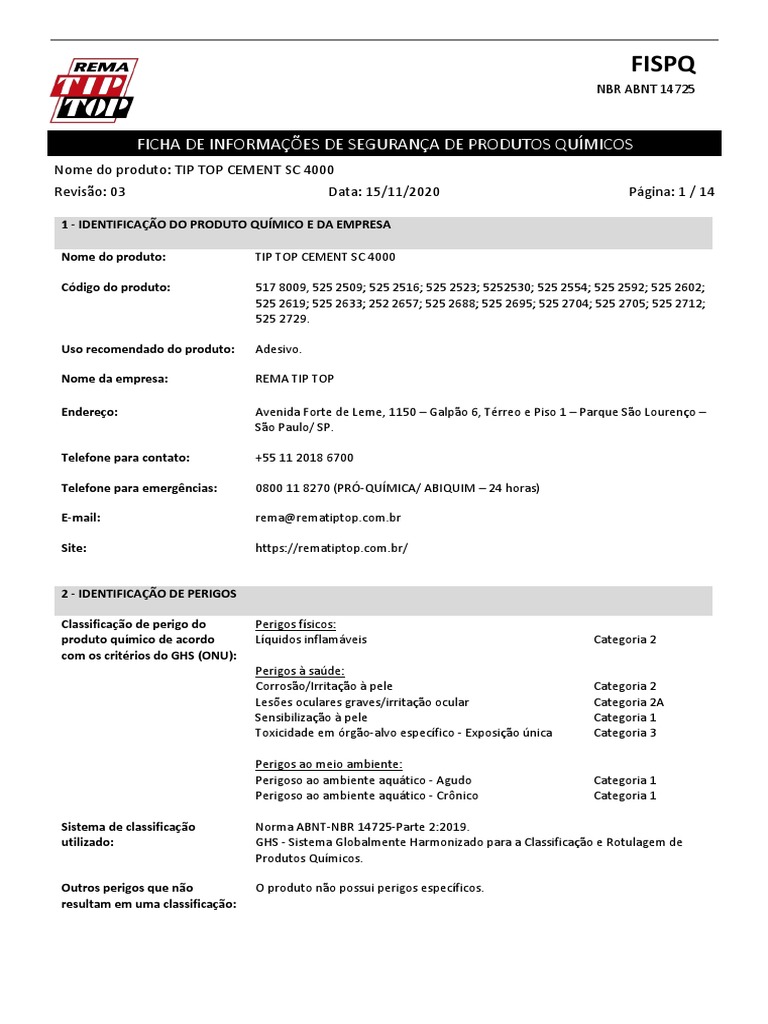 Fispq Tip Top Cement SC 4000 | PDF