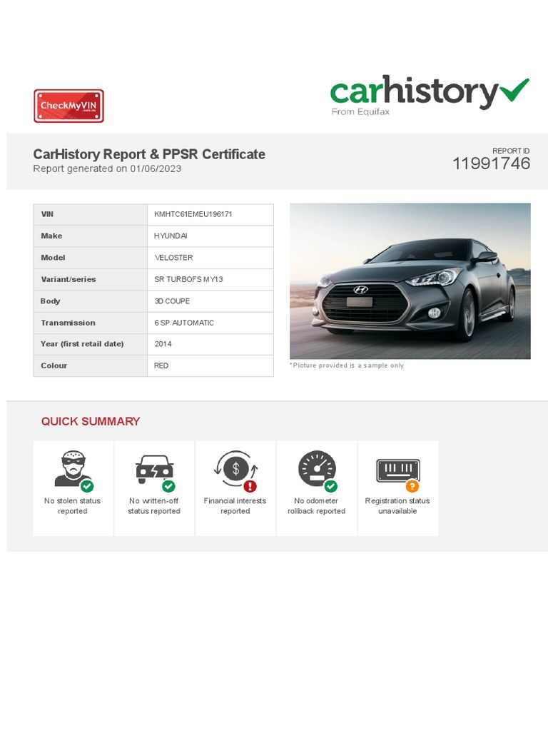 CarHistory Report & PPSR Certificate - 11991746 | PDF | Technology ...