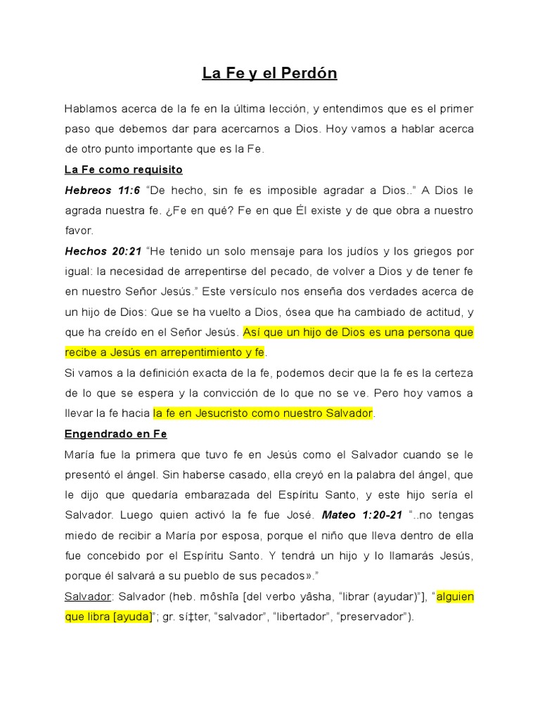 La Fe y El Perdón-1 | PDF | Fe | Cristo (título)