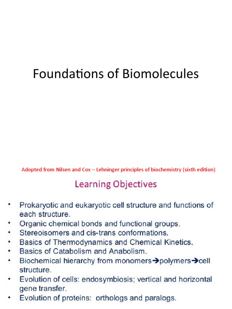 Foundations of Biomolecules | PDF | Gene | Cell (Biology)