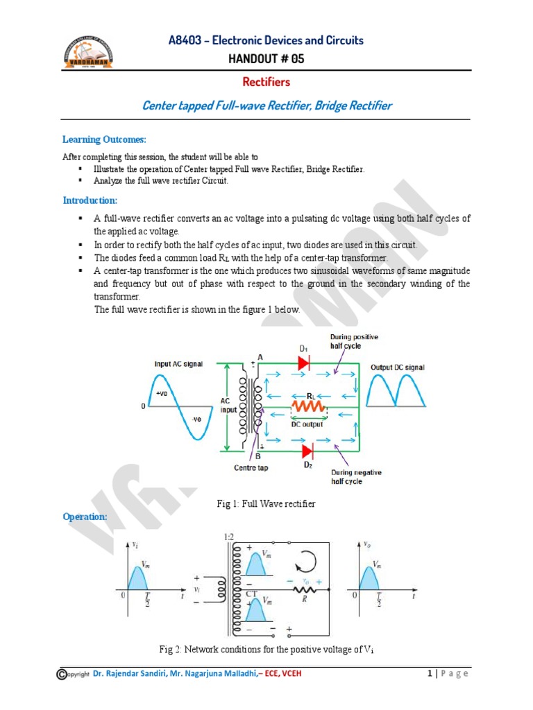 EDC Handout # 05 | PDF | Rectifier | Transformer