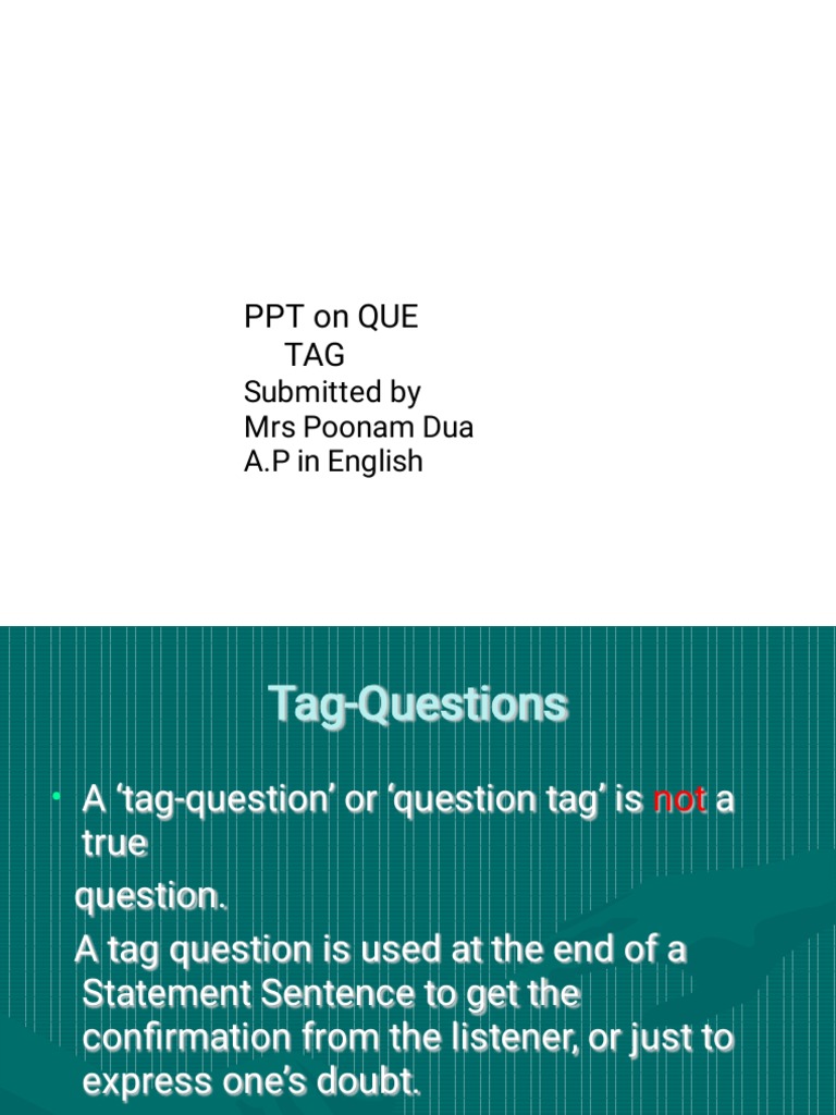 Tag Question | PDF | Verb | Grammatical Tense