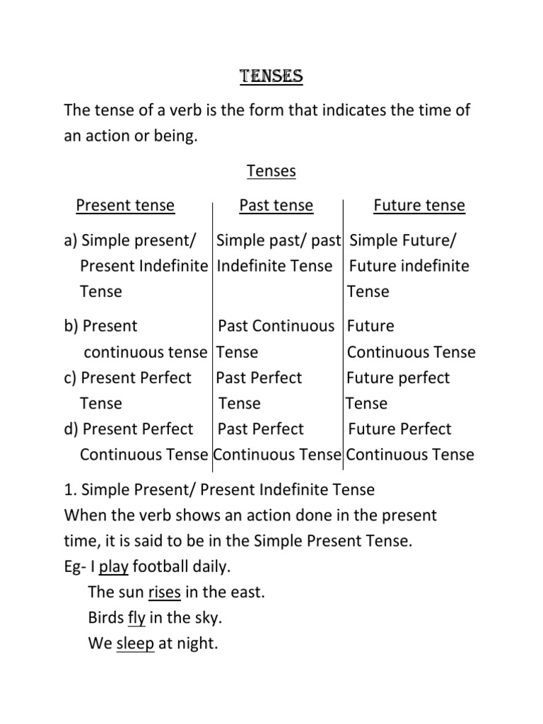 Tenses | PDF | Grammatical Tense | Verb