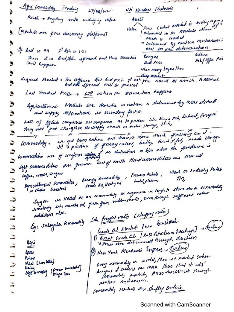 ACT NOTES (Agri-Commodity Trade) | PDF