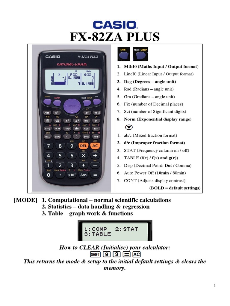 Casio FX 82ZA PLUS Cheatsheet | PDF | Regression Analysis | Linear Regression