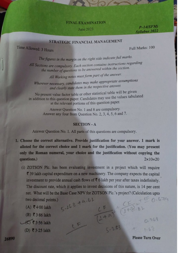 Cma Final SFM P-14 Sylb 2022 | PDF