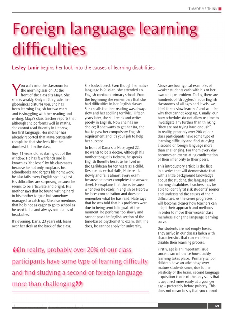 Foreign Language Learning Difficulties | PDF | Orthography | Learning