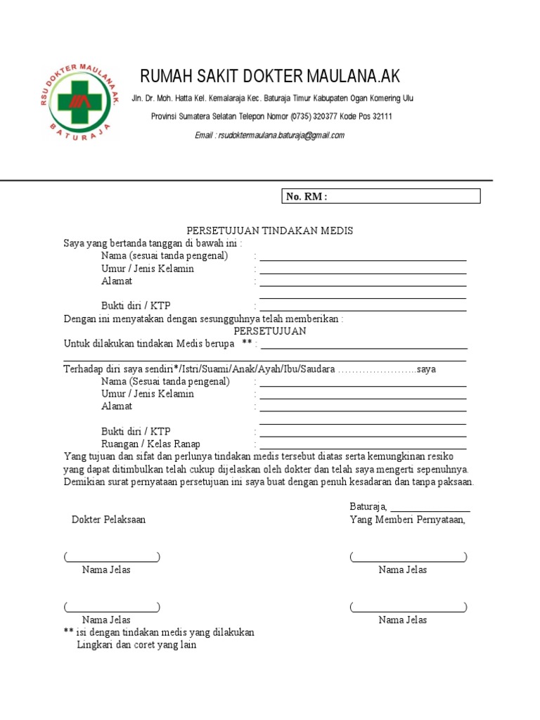 Persetujuan Tindakan Medis | PDF