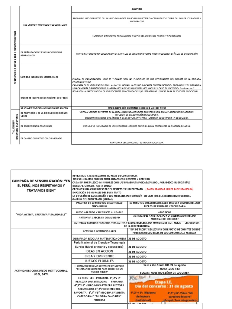 Agosto Actividades | PDF