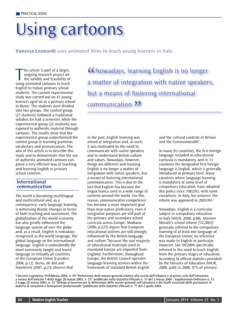 Using Cartoons To Teach Young Learners | PDF | Learning | Teachers