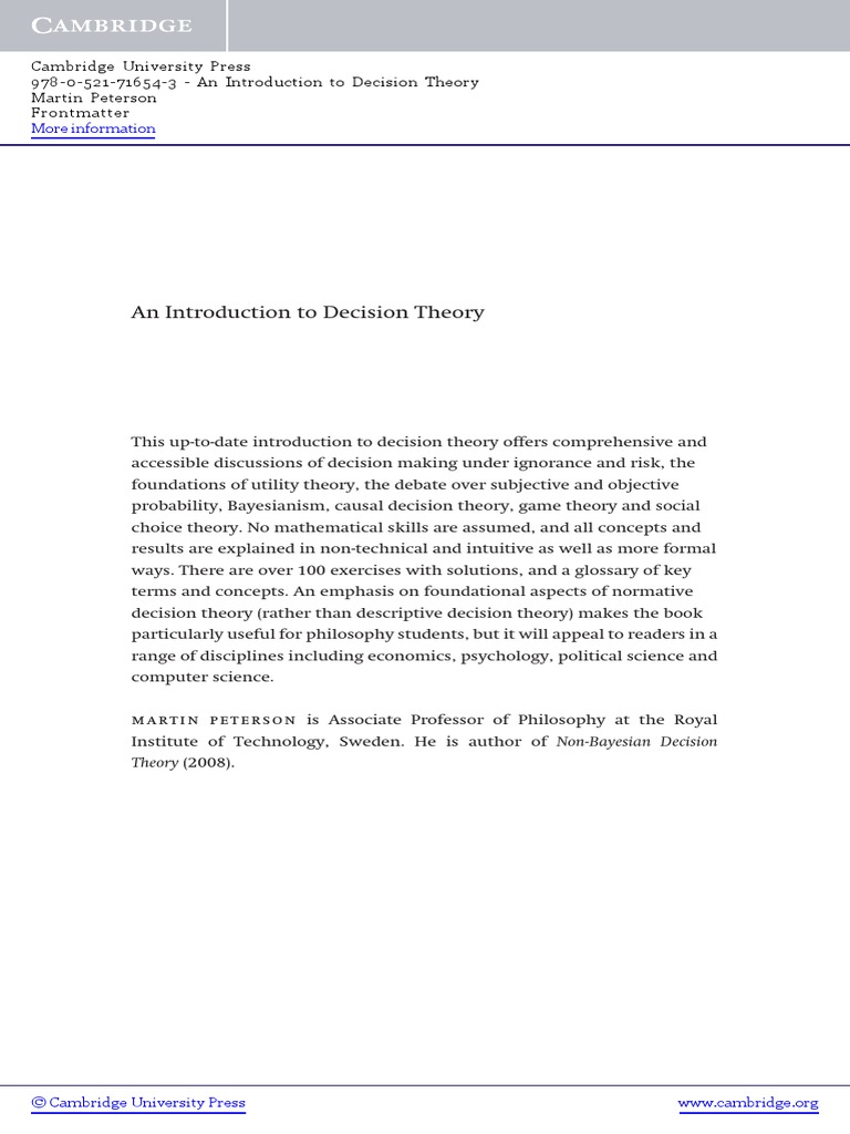 An Introduction to Decision Theory | PDF | Bayesian Probability | Decision Theory