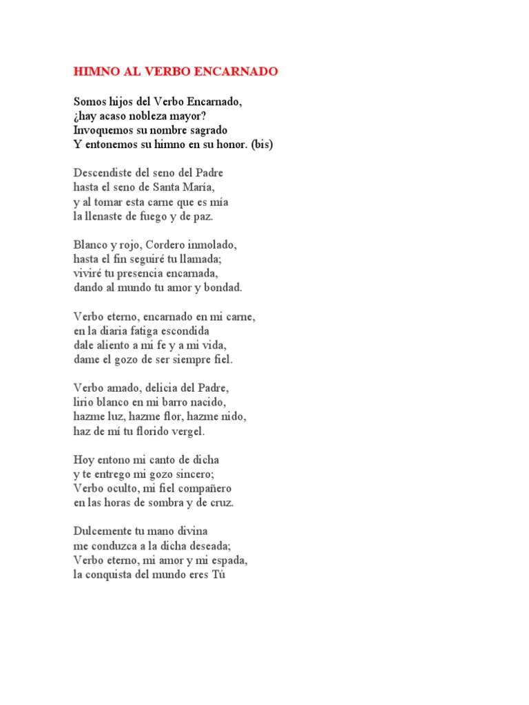 Himno Al Verbo Encarnado | PDF