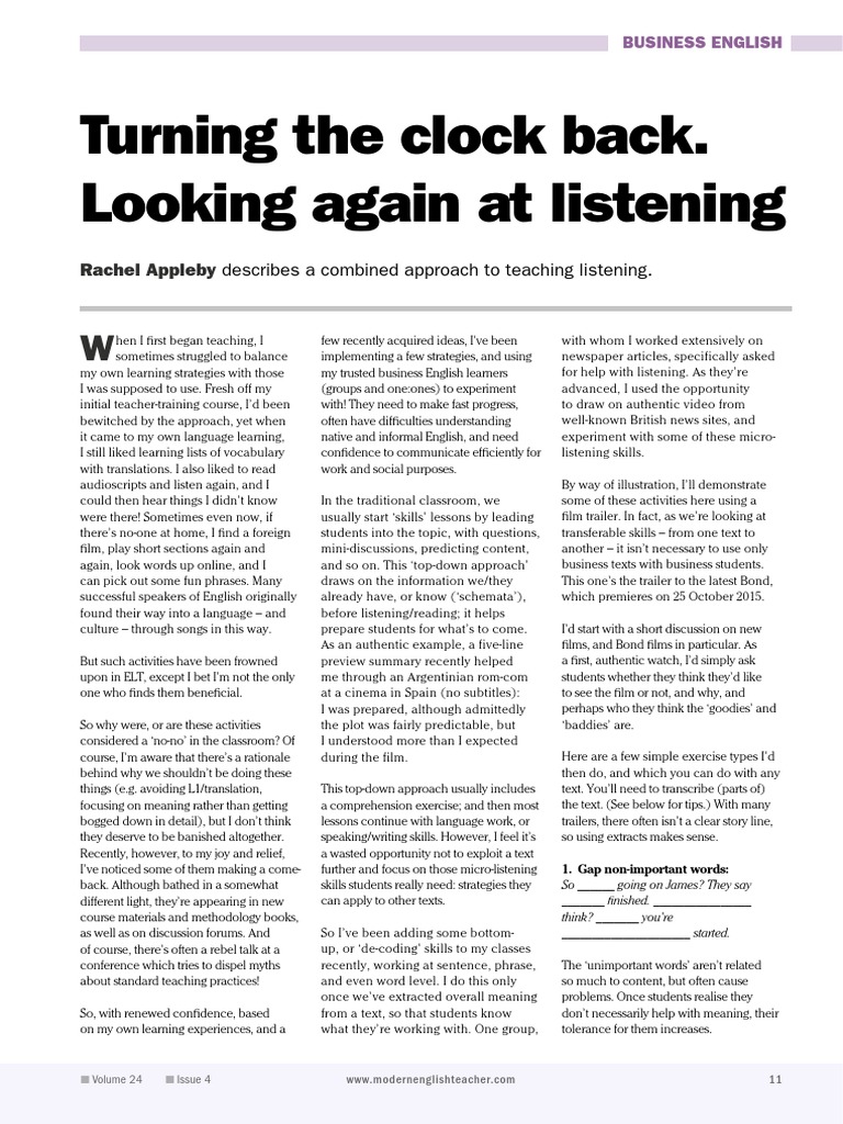 A Combined Approach To Teaching Listening | PDF | English Language ...
