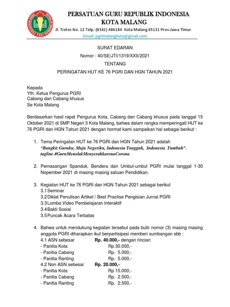 Se Hut Pgri Ke 76 | PDF