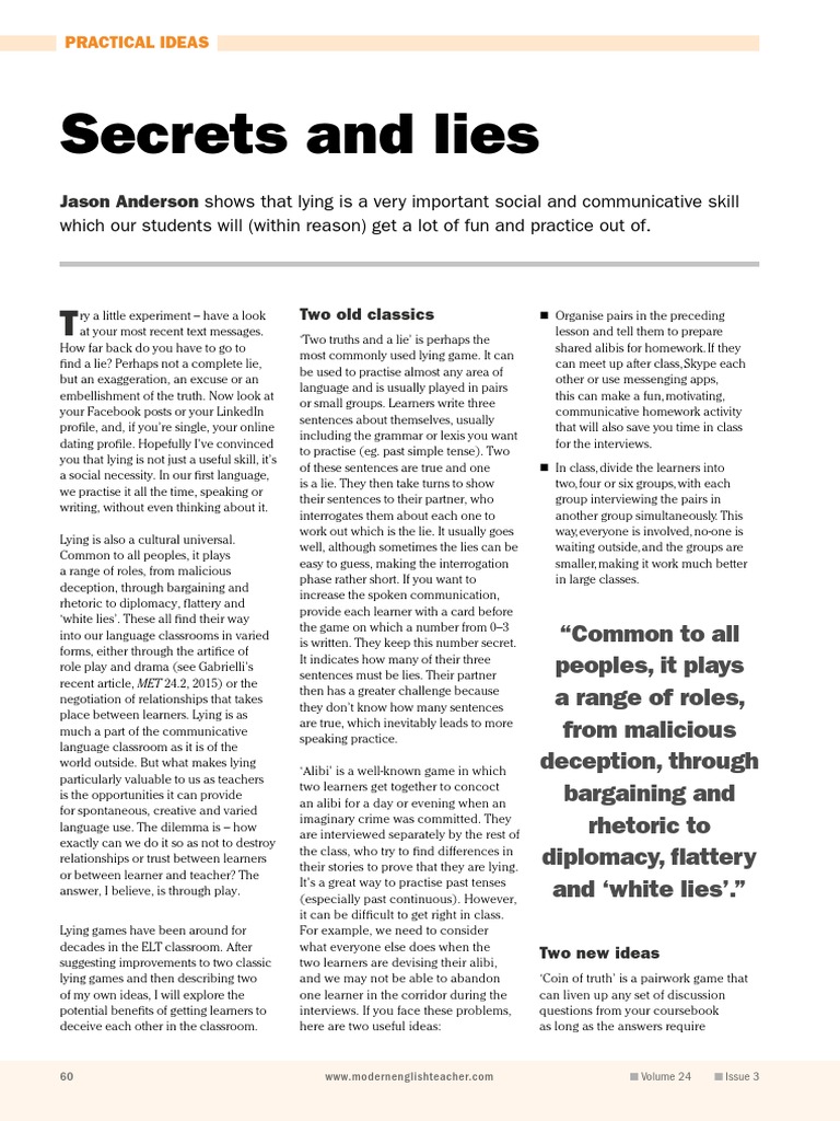 Practical Ideas - Lying As A Communicative Skill | PDF
