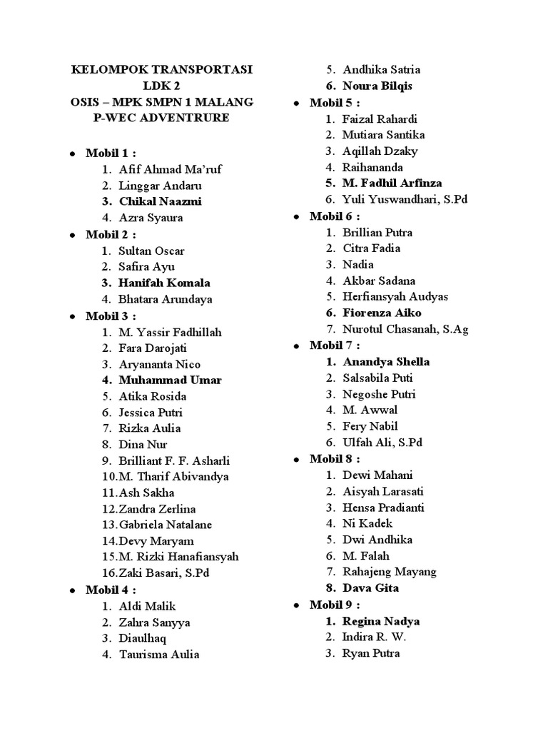Kelompok Transportasi LDK 2 | PDF