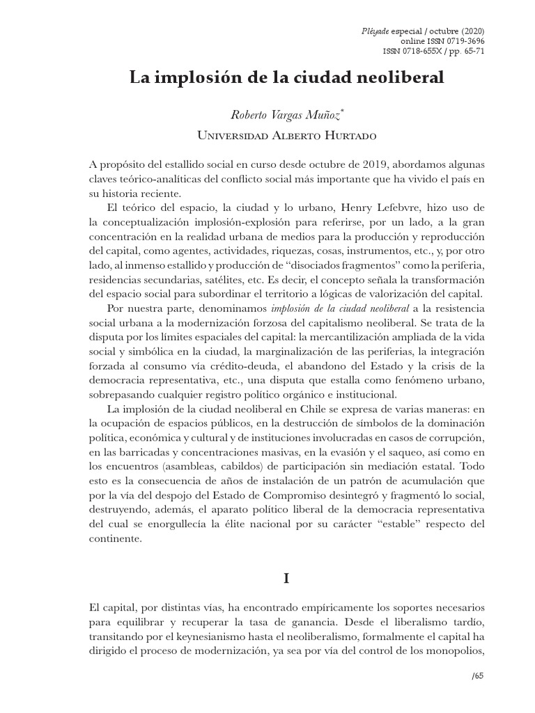 La Implosion de La Ciudad Neoliberal | PDF | Capital (economía) | Capitalismo