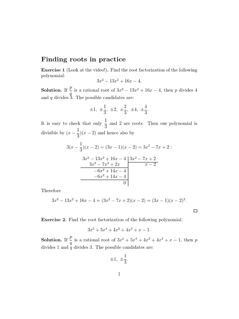 Practica - Raíces | PDF | Factorization | Elementary Mathematics