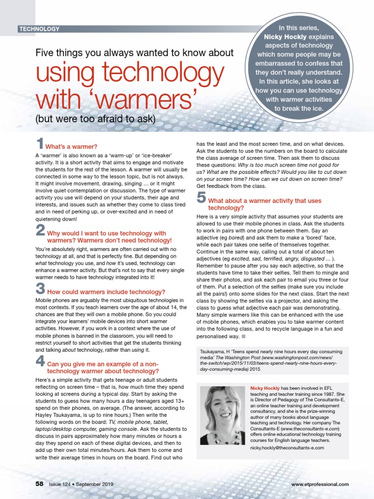 Use Technology With - Warmers | PDF | Educational Technology | Computing