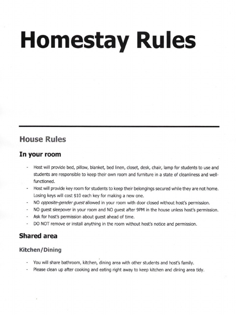 Homestay Rules | PDF