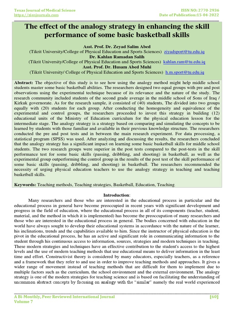 The Effect of The Analogy Strategy in Enhancing The Skill Performance ...