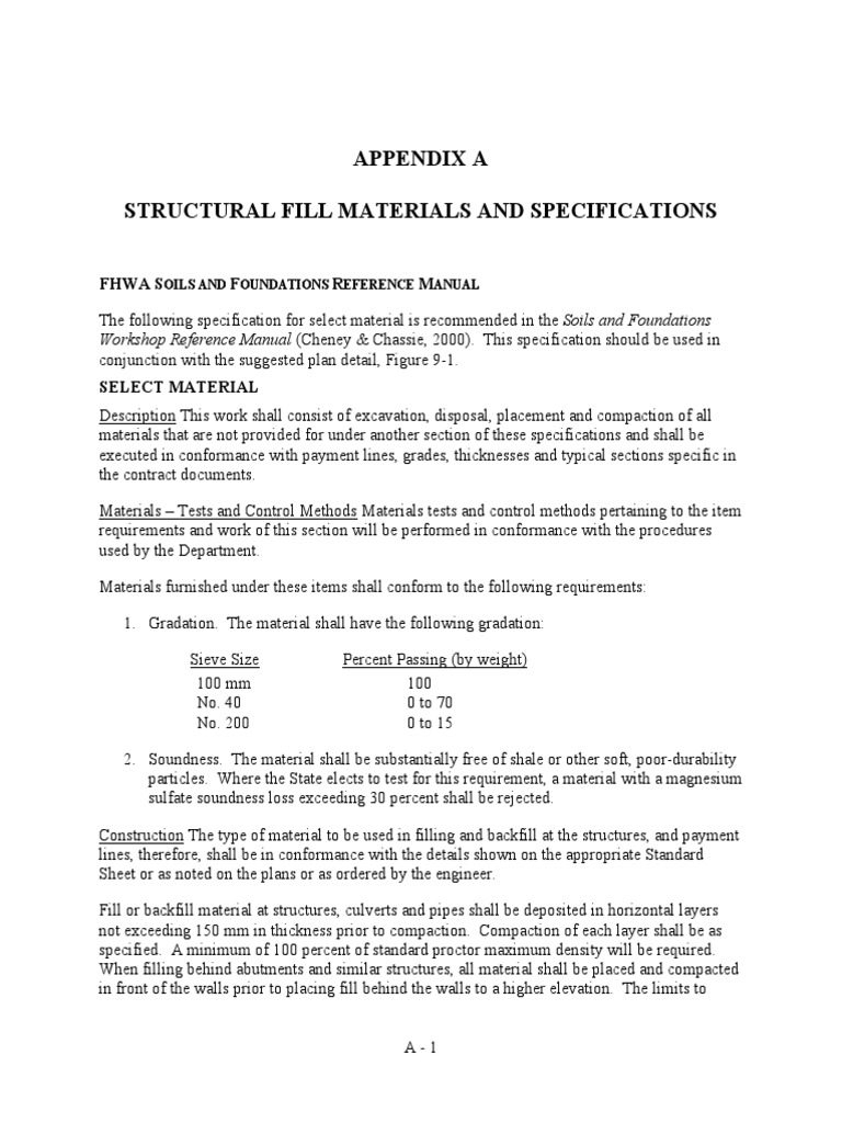 Structural Fill Material Specifications | PDF | Specification ...