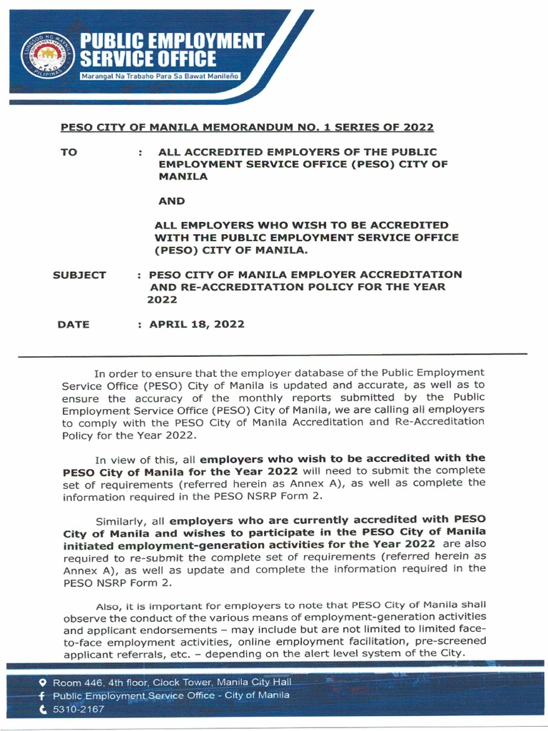 Peso Memo 1 of 2022 | PDF