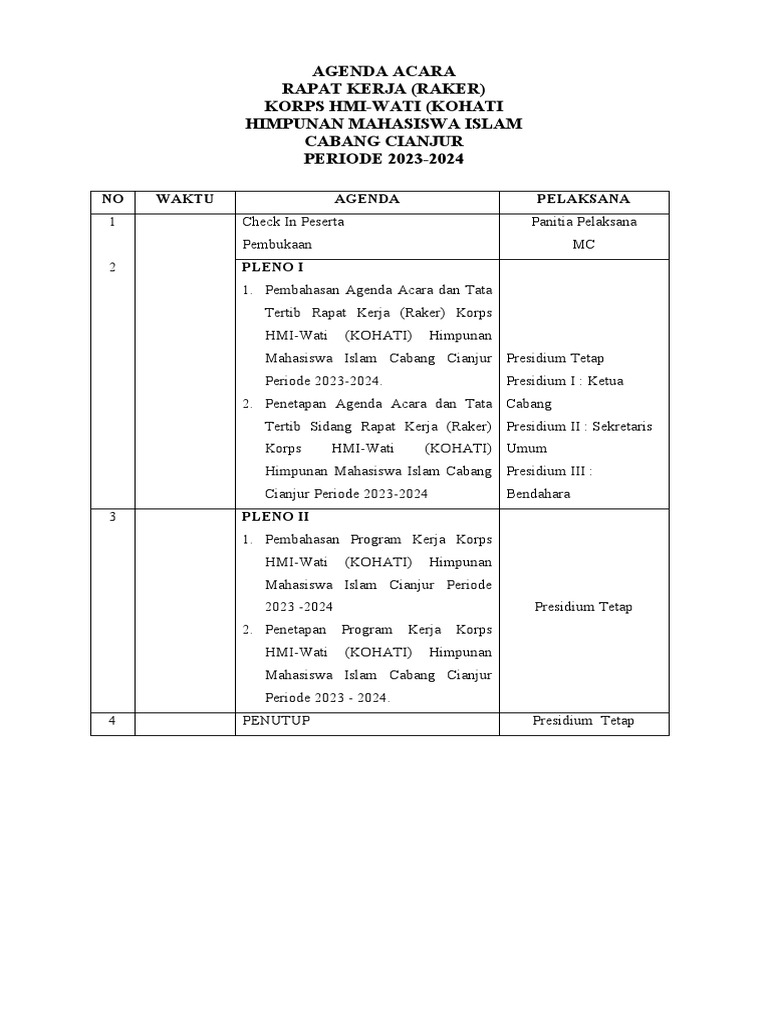 Draft-Raker KOHATI HmI Cabang Cianjur 2023-2024 | PDF