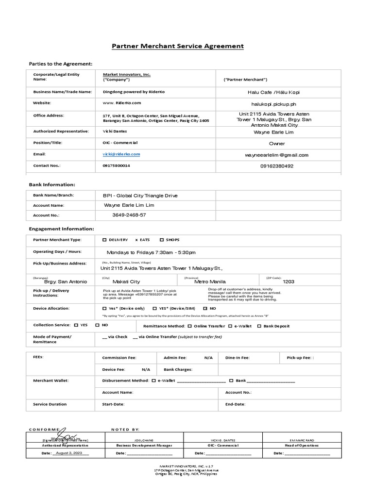 Partner Merchant Service Agreement V1.2 | PDF | Breach Of Contract ...