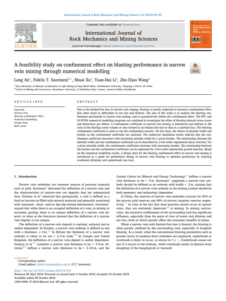 A Feasibility Study On The Confinement Effect On The Blasting ...